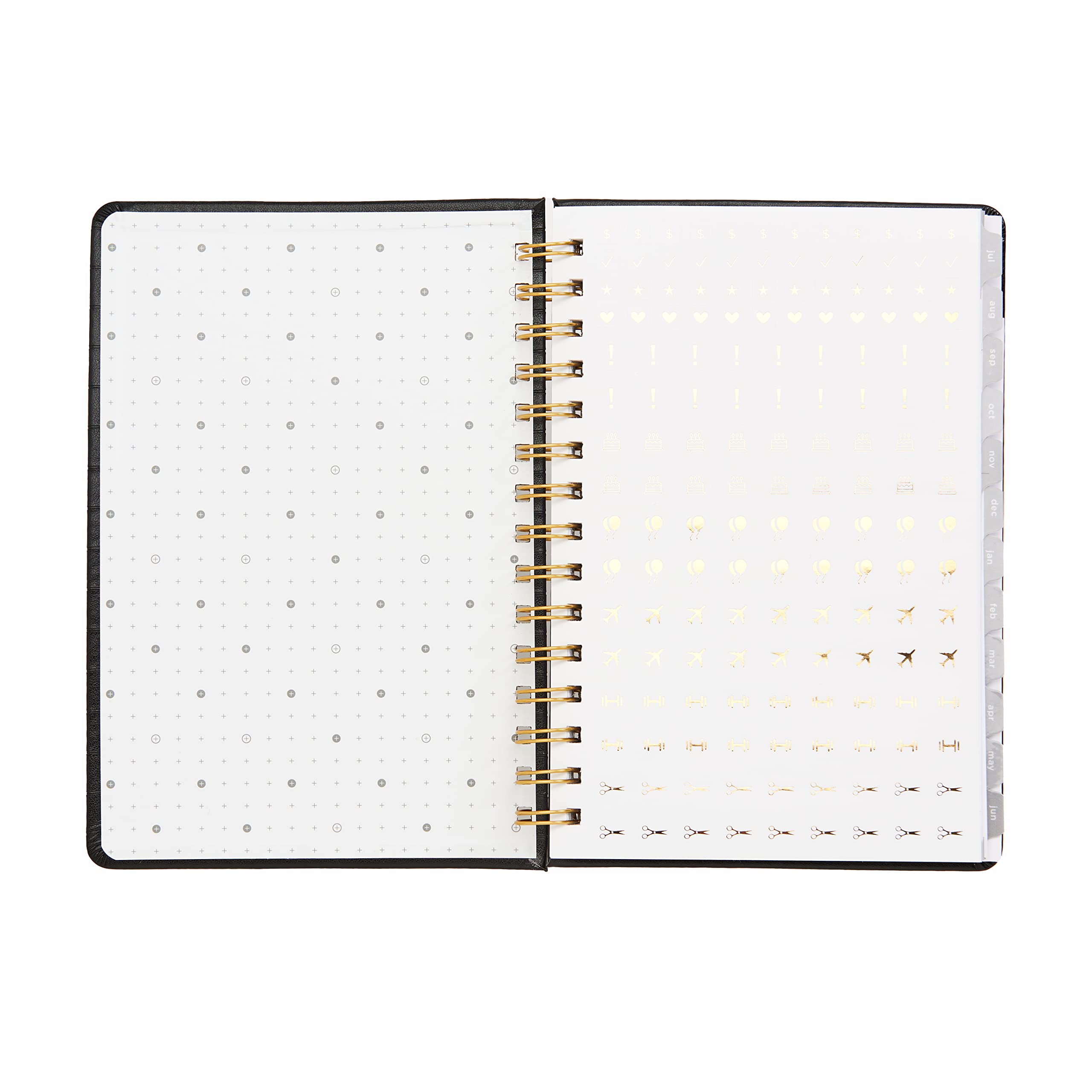 russell+hazel 2022-2023 A5 Academic Weekly Planner, Office Supplies, Black Vegan Leather, with Stickers, 5.625" x 8.25"
