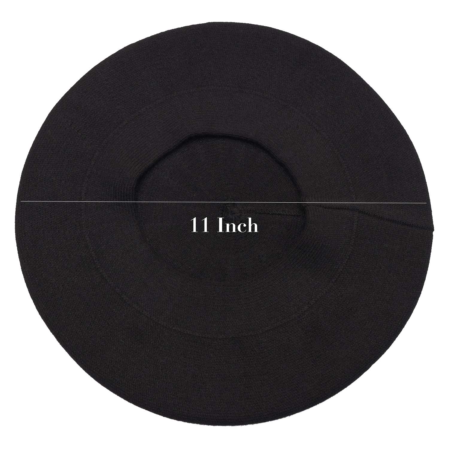 Sydbecs Cashmere Beret Hats for Women Girls, Reversible French Berets Hat Solid Color Style (Black)
