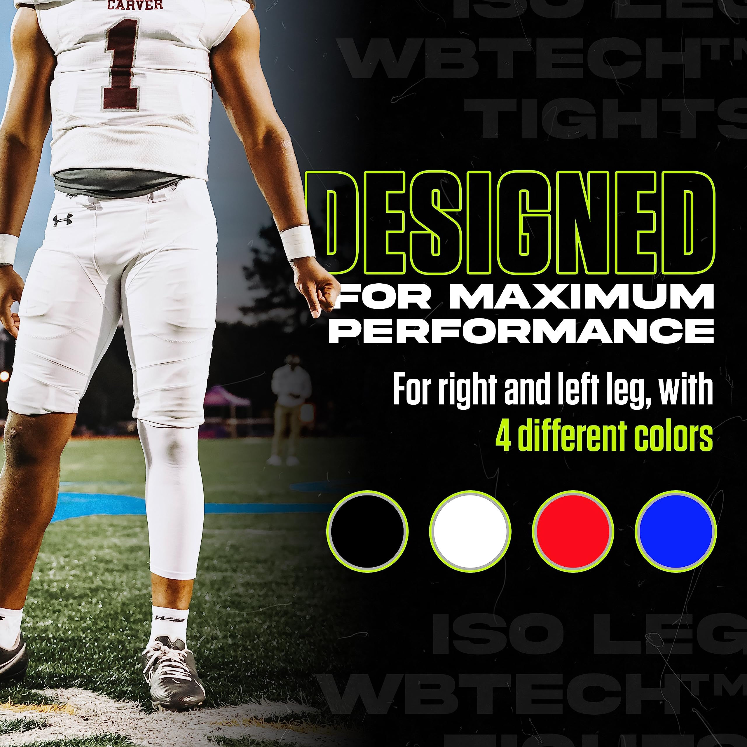 We Ball Sports Athletic Compression Tights | Men's Single Leg Sports Tights | One Leg Compression Base layer Leggings for men (Full, White)