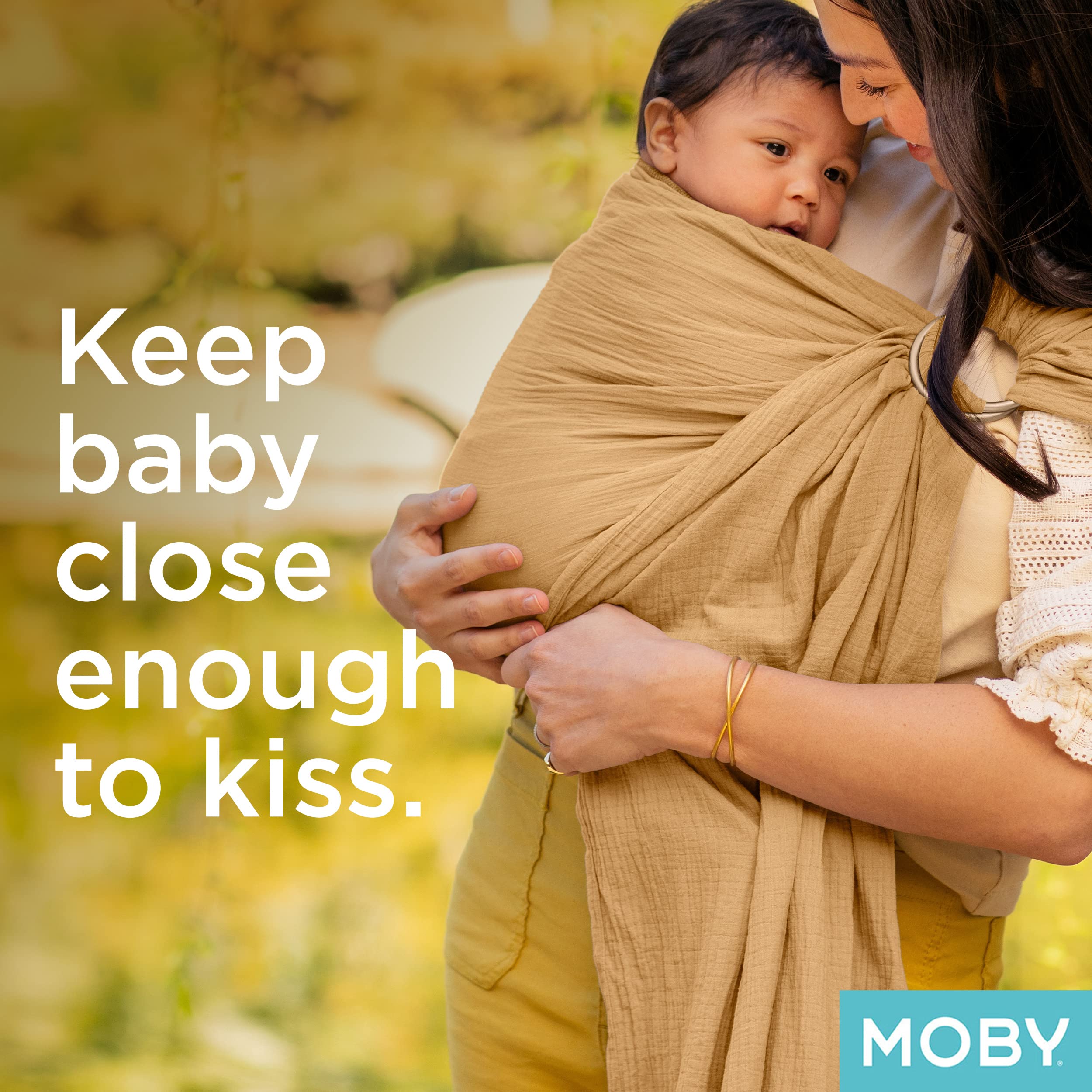Moby Ring Sling Wrap Carrier | Hands-Free, Versatile Support Wrap for Mothers, Fathers, and Caregivers | Breathable, Baby Wrap Carrier for Newborns, Infants & Toddlers | Supports 8-30 lbs | Rose