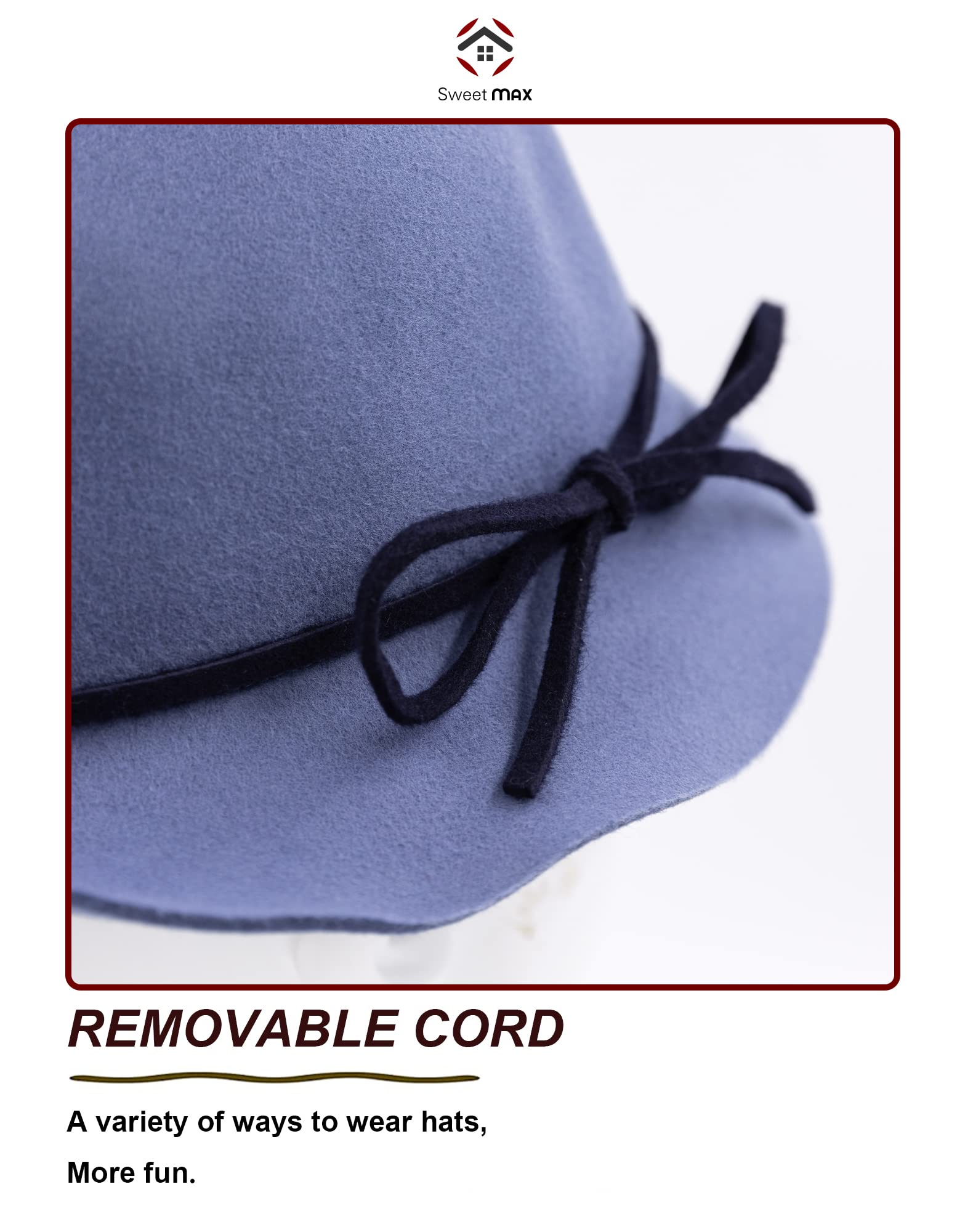 SWEET MAX Witch Hat Purple Wide Brim Pointed Cap Blue Fedora Hat Cosplay Costume Accessories Halloween Women