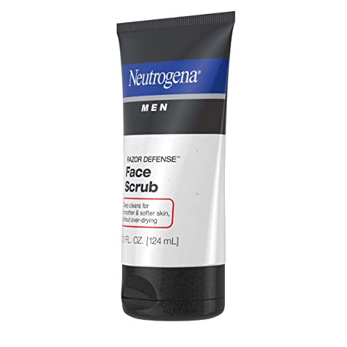 Neutrogena Men Exfoliating Razor Defense Daily Shave Face Scrub, Conditioning Facial Cleanser for Smoother Skin & Less Razor Irritation, Dye-Free, 4.2 fl. oz (Pack of 3)