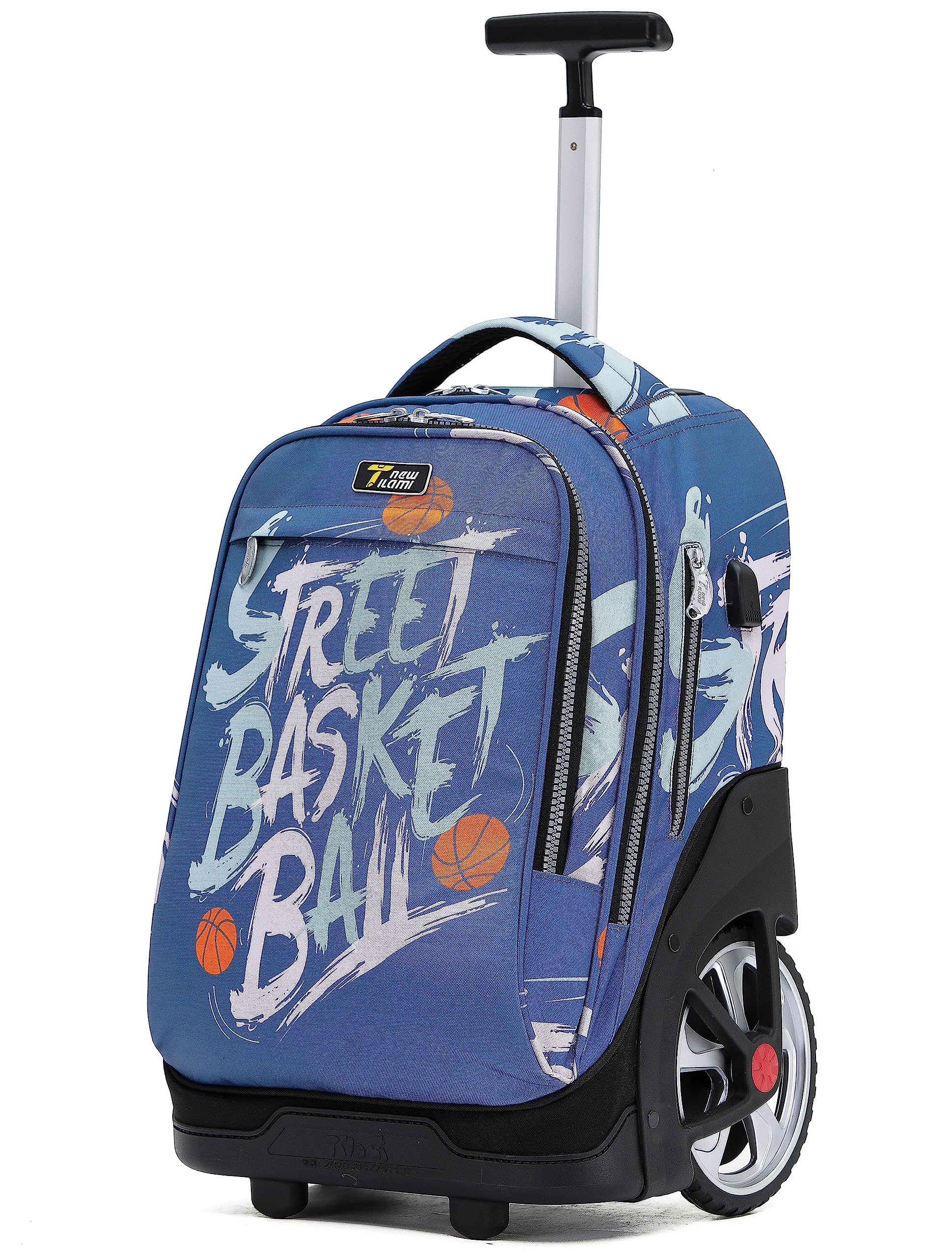 NEW TILAMI Rolling Backpack 19 inch Teens Rolling Backpack Cute Wheeled Computer Laptop Backpack Bookbag Roller Travel Bag College, Street Basketball