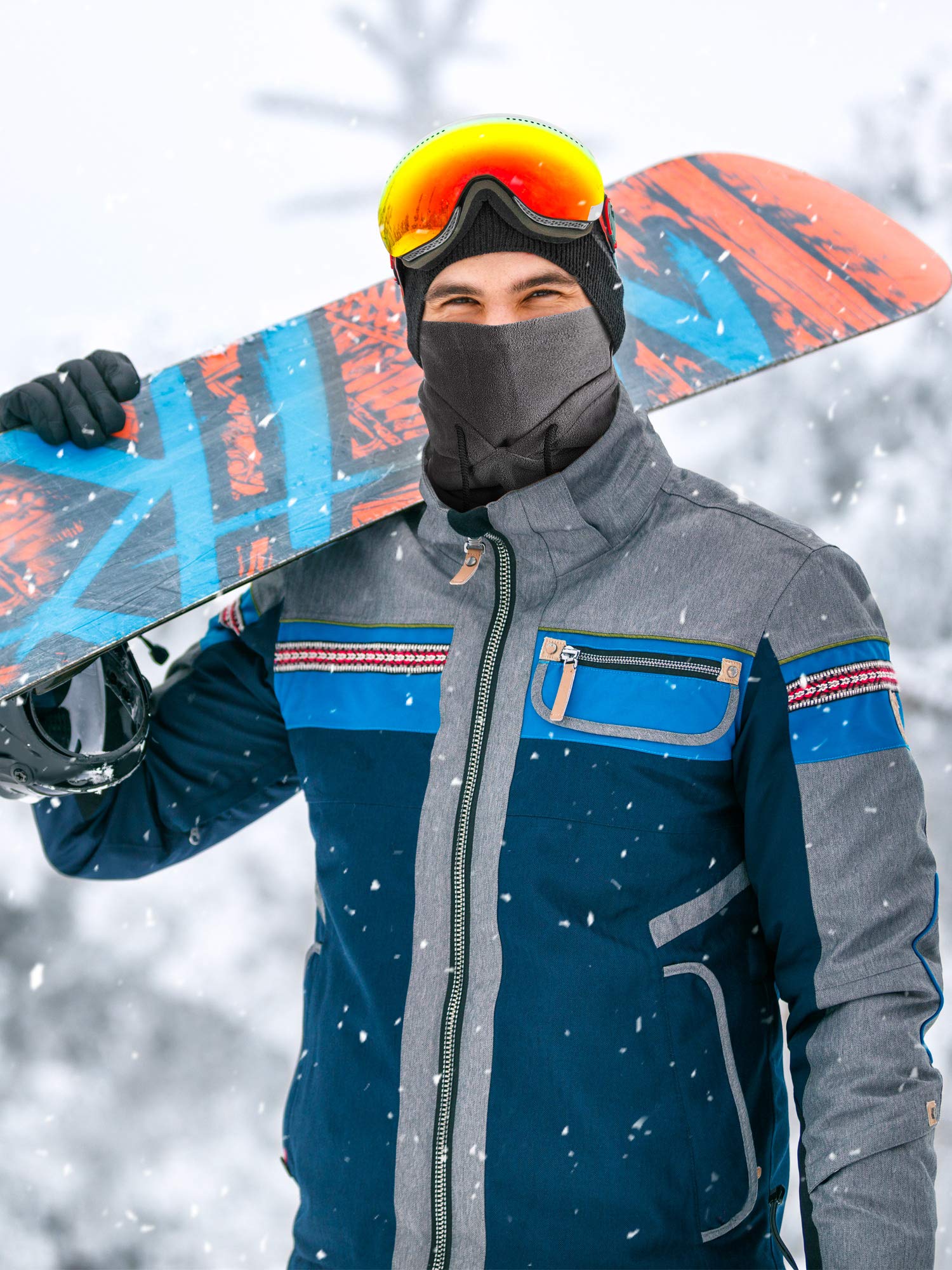 Syhood 3 Pieces Winter Fleece Balaclava Ski Tactical Heavyweight Balaclava (Black, Grey,2 Pieces)