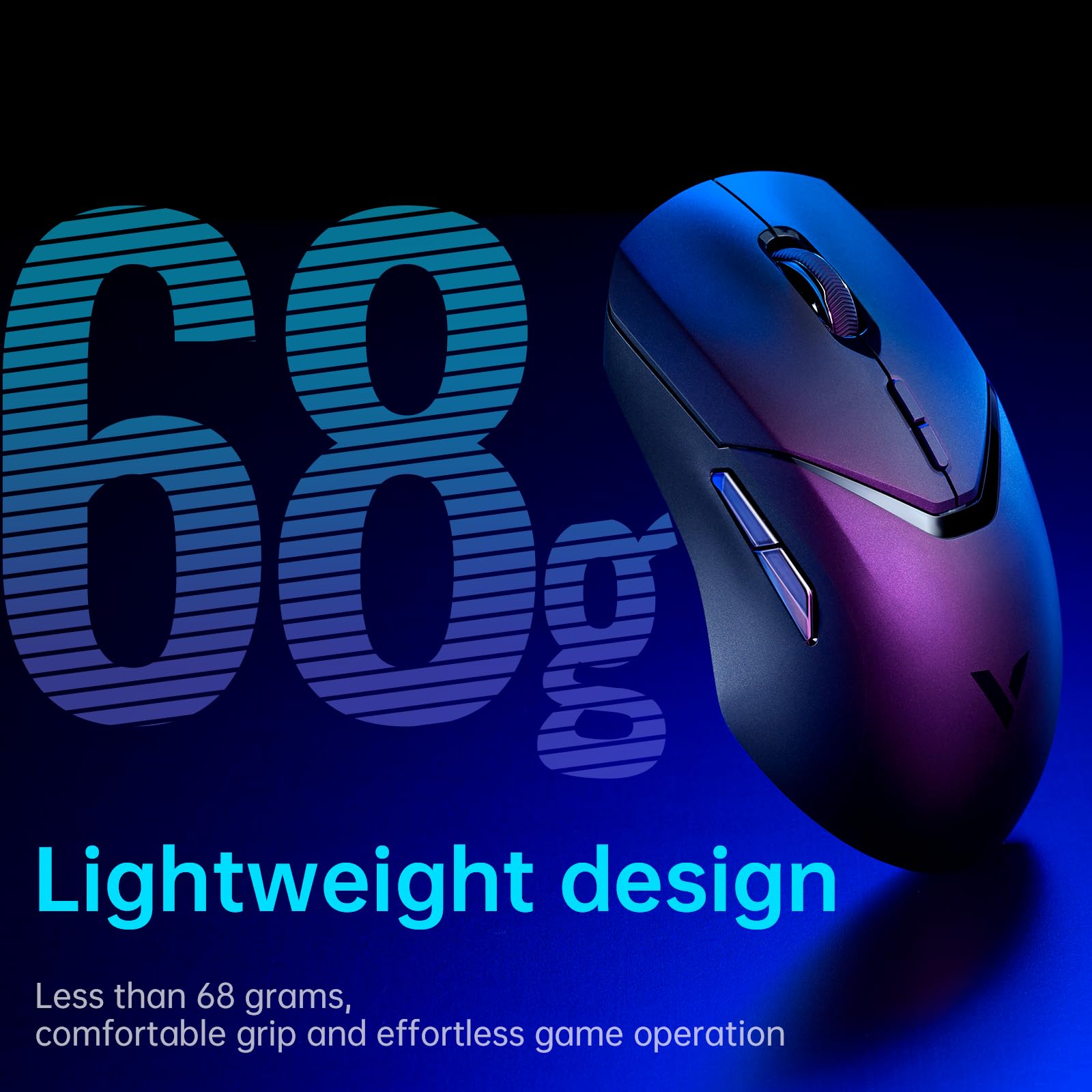 Rapoo VT9Pro Wireless Gaming Mouse - Esports Grade Performance Gaming Mice, PAW 3398 Sensor, 26000 DPI, 1ms Response Time, 68g Lightweight, 10 Programmable Buttons, Long Battery Life, Black