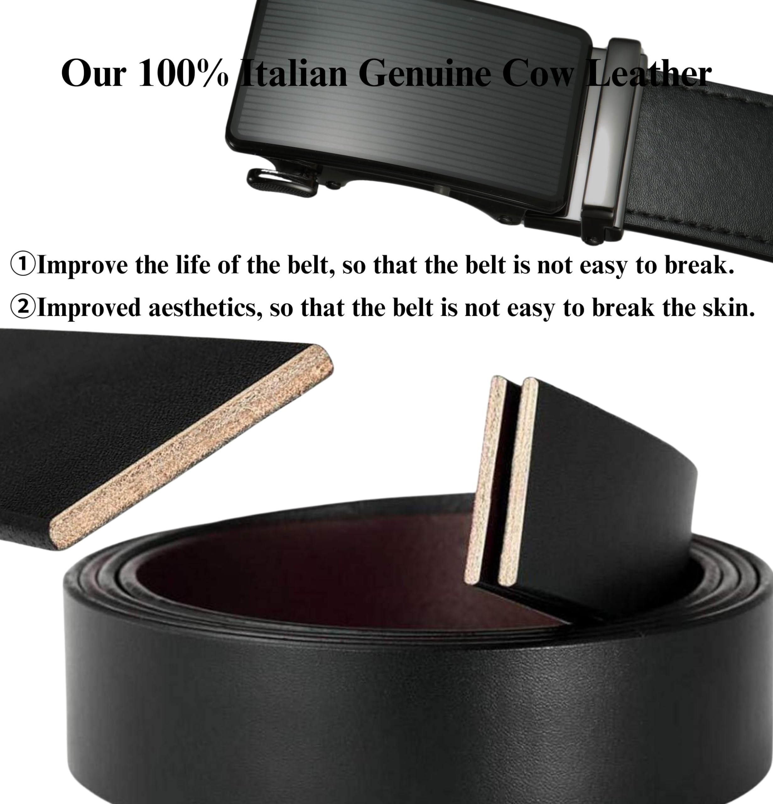 West Leathers Men's Ratchet Belt 100% Italian Cow Leather Belts - Adjustable, Gift-Ready Dress Belts