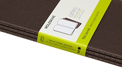 Moleskine Cahier Journal, Soft Cover, Large (5" x 8.25") Plain/Blank, Coffee Brown, 80 Pages (Set of 3)