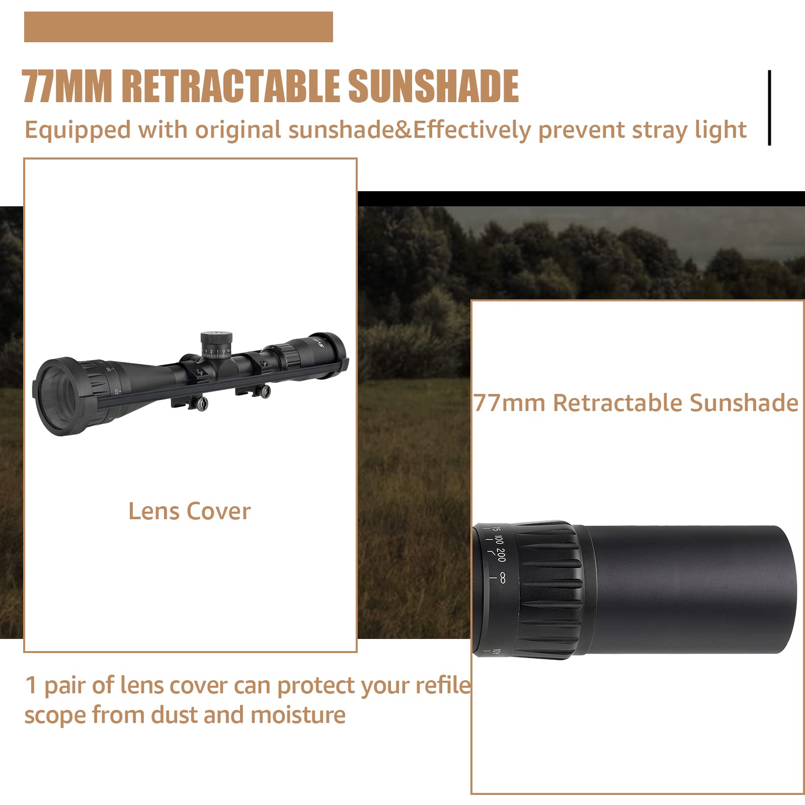 SVBONY SV166 4-12x40 Rifle Scope, Black, Hunting