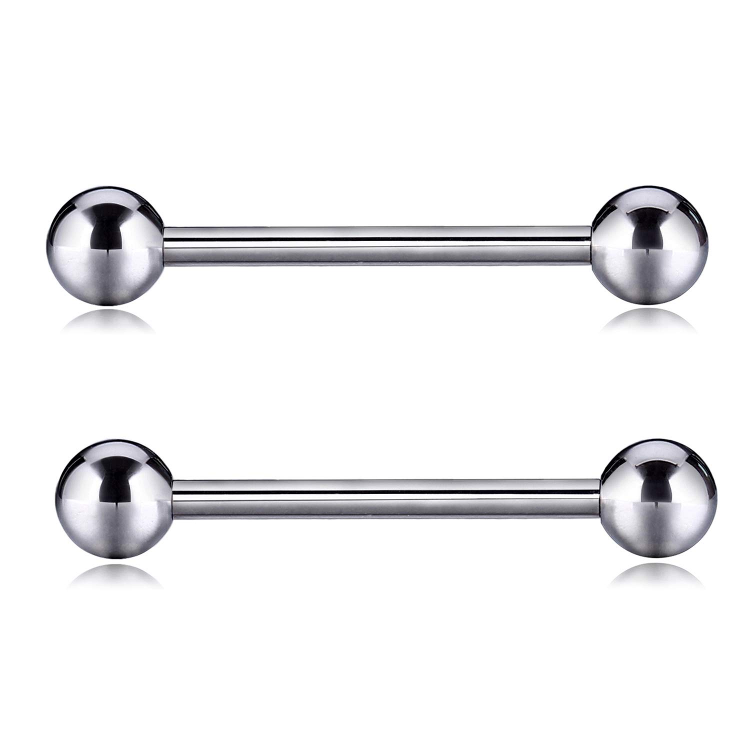 PEAKLINK G23 Titanium Nipple Barbell 14 Gauge Straight Bar Body Jewelry Barbell Eyebrow Internally Threaded Tongue Piercing 12mm