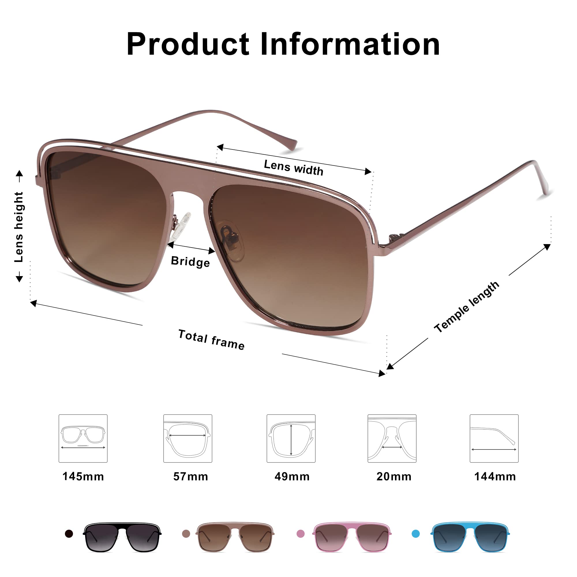 SOJOS Y2K Aviator Sunglasses for Women Men Vintage Metal Shades,Brown