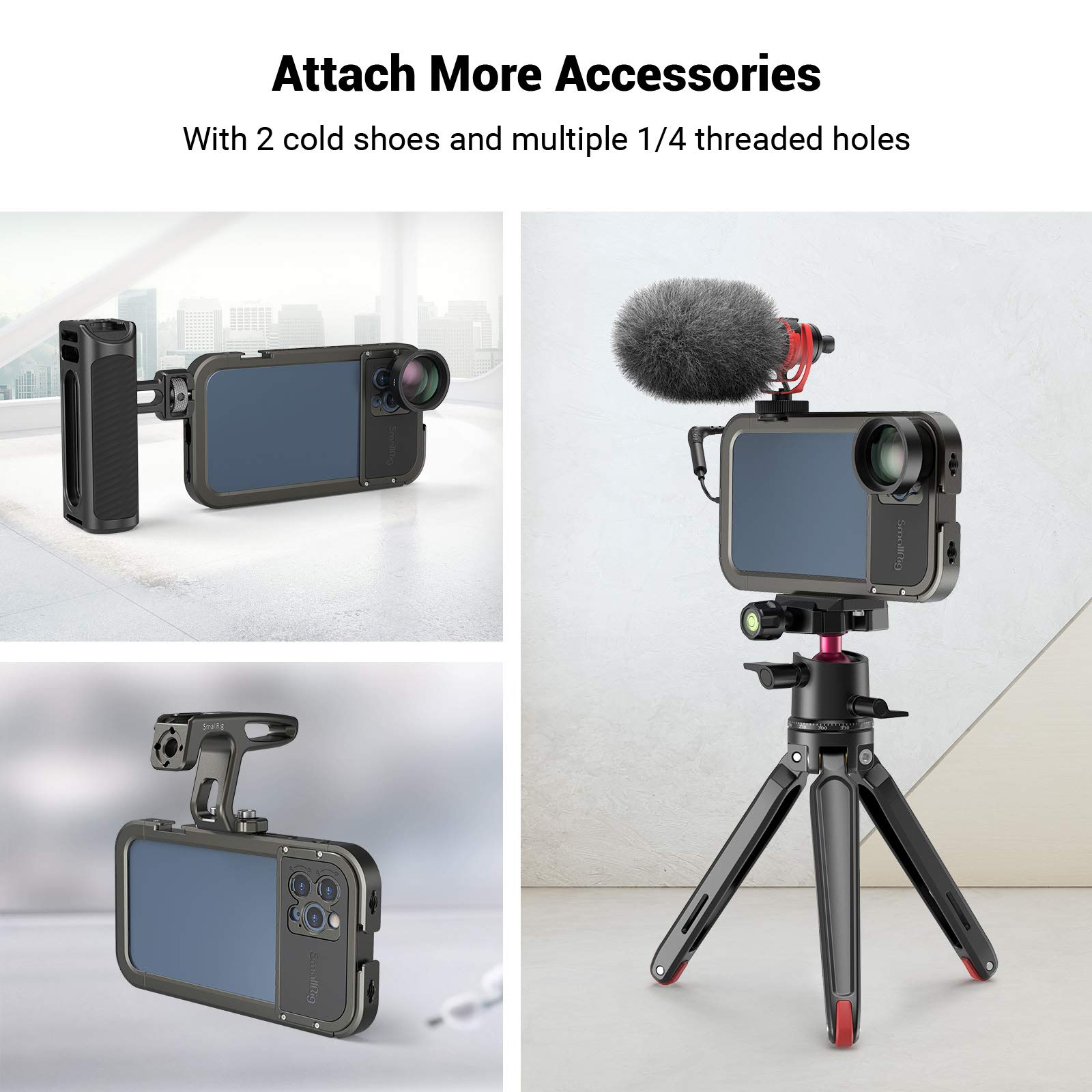 SmallRig Phone Cage for iPhone 12 Pro, Smartphone Video Rig Aluminum Phone Video Stabilizer for Photography, Film Making,Videomaker and Vlogging-3075