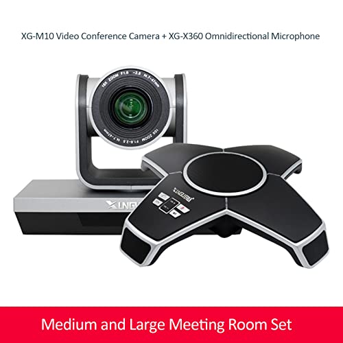 XUNGU HD Video and Audio Conferencing System, All-in-one 10X Optical Zoom USB PTZ Conference Room Camera Video and Audio conferencing for Big Meeting Rooms