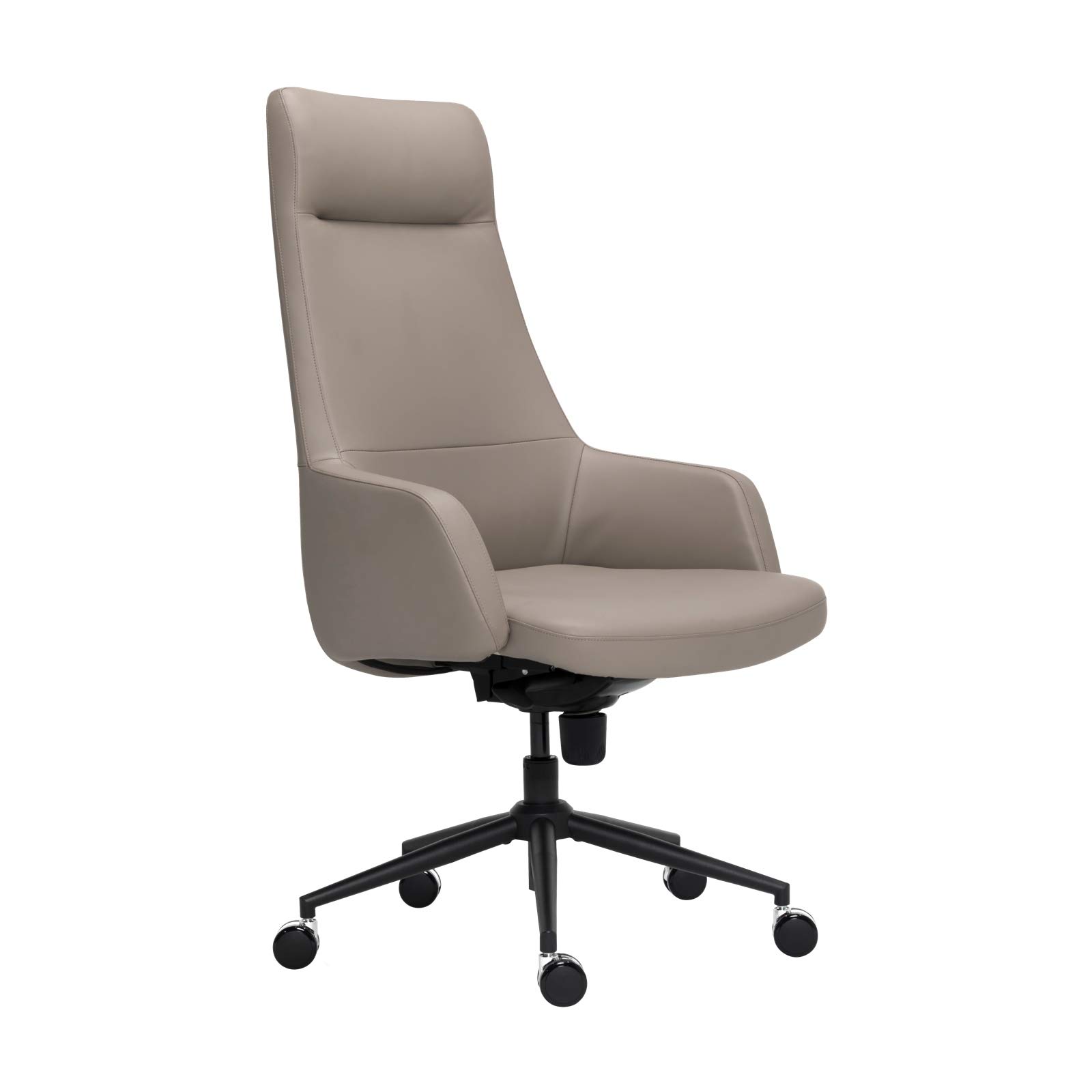 Office Chair Ergonomic Desk Chair Leather Chair Lumbar Support Skate Style Wheels Adjustable Stool Rolling Swivel Chair for Grey