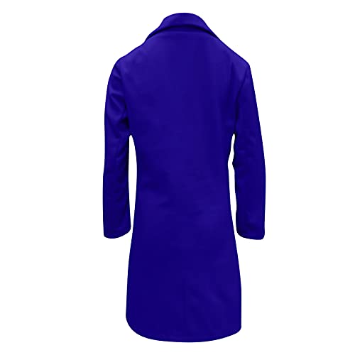 SZITOP Women's Wool Blend Coat Solid Casual Elegant Plus Size Lapel Long Sleeve Open Front Button Pockets Lightweight Outerwear Long Suiting Sweater Jacket Blazers Windbreaker(B-Blue,Medium)