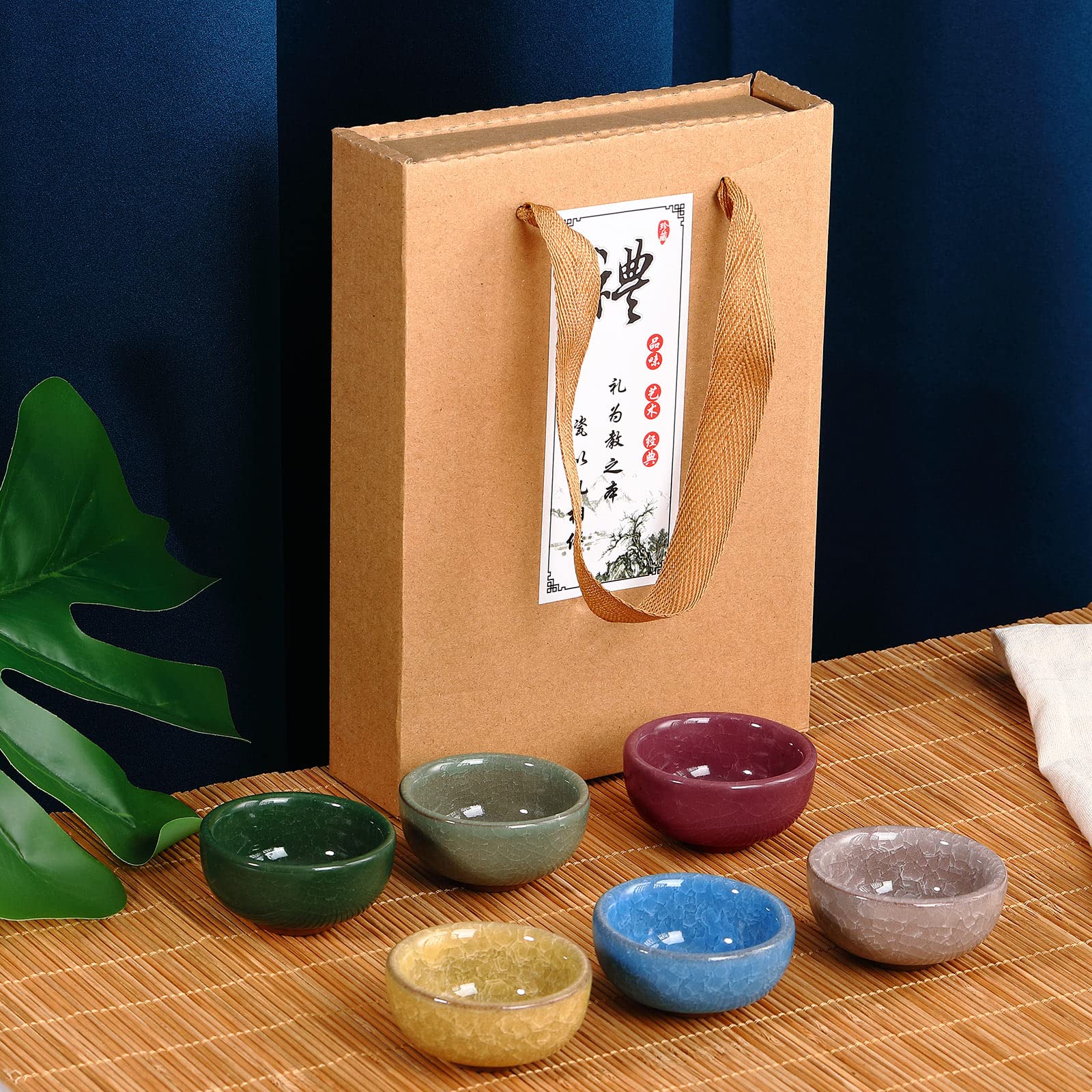 Skyley 6 Pieces Korean Soju Shot Glasses Sets Koi Fish Tea Set Porcelain Koi Fish Tea Cups Korean Ceramic Cups Tea Accessories Drinkware, Handcrafted Ceramic 6 Fish in the Glasses