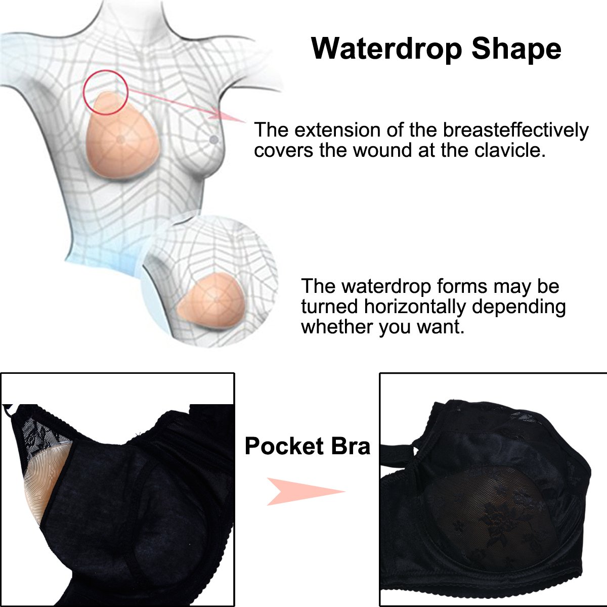MOOVANT Silicone Breast Forms Mastectomy Prosthesis Silicone Bra Pad Only One Piece