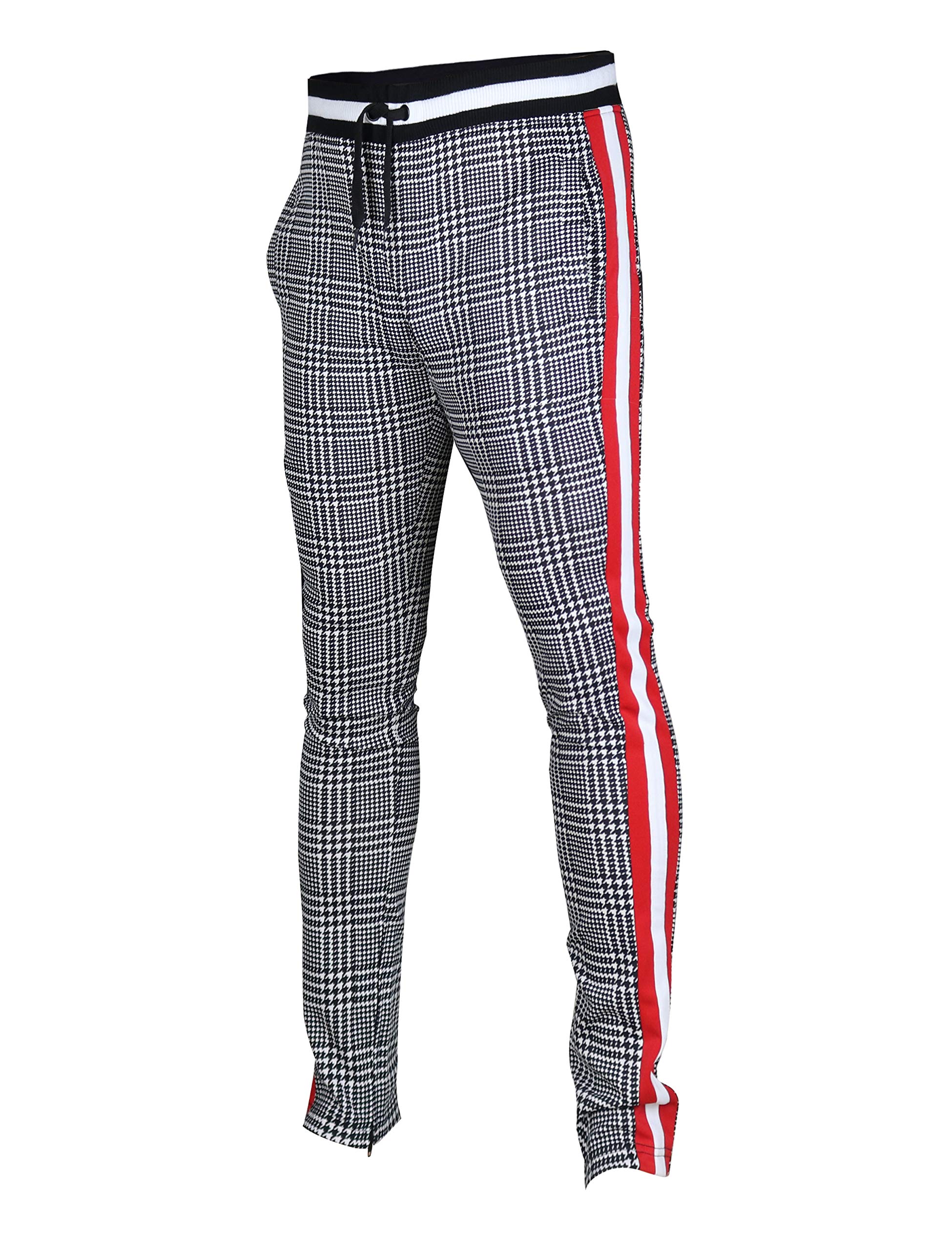 SCREENSHOT-P11004 Mens Hip Hop Premium Slim Fit Track Pants - Athletic Jogger Side Stripe Animal Pattern Print Bottoms-Black/Zebra-Large