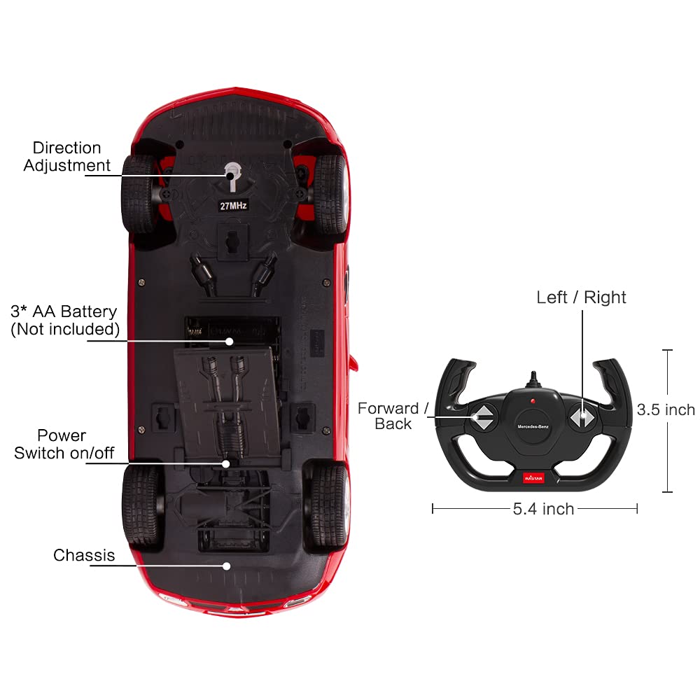 RASTAR RC Car | 1/14 Scale RC Mercedes-Benz SLS AMG Remote Control Car for Kids, Benz Model Car with Open Doors/Working Lights - Red