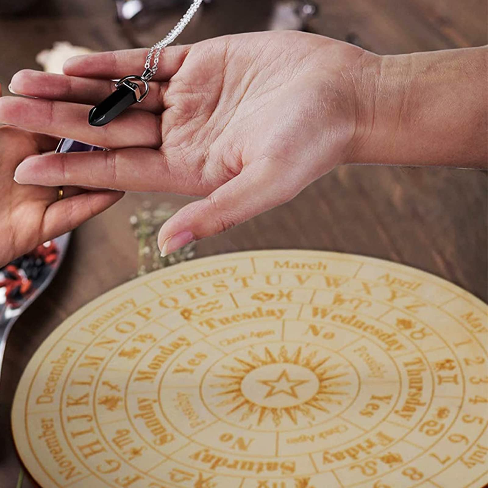warkul Wooden Ouija Board Polished Burr-Free Divination Metaphysical Message Board for Home Wiccan Altar Board