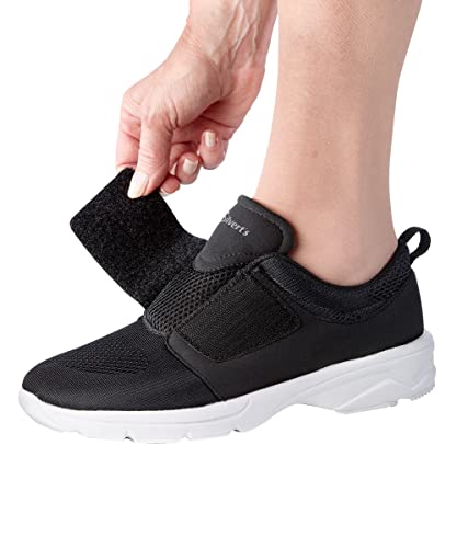 Silvert's Adaptive Clothing & Footwear Women’s Ultra Comfort Flex Neoprene Extra Wide Shoes for Seniors Black