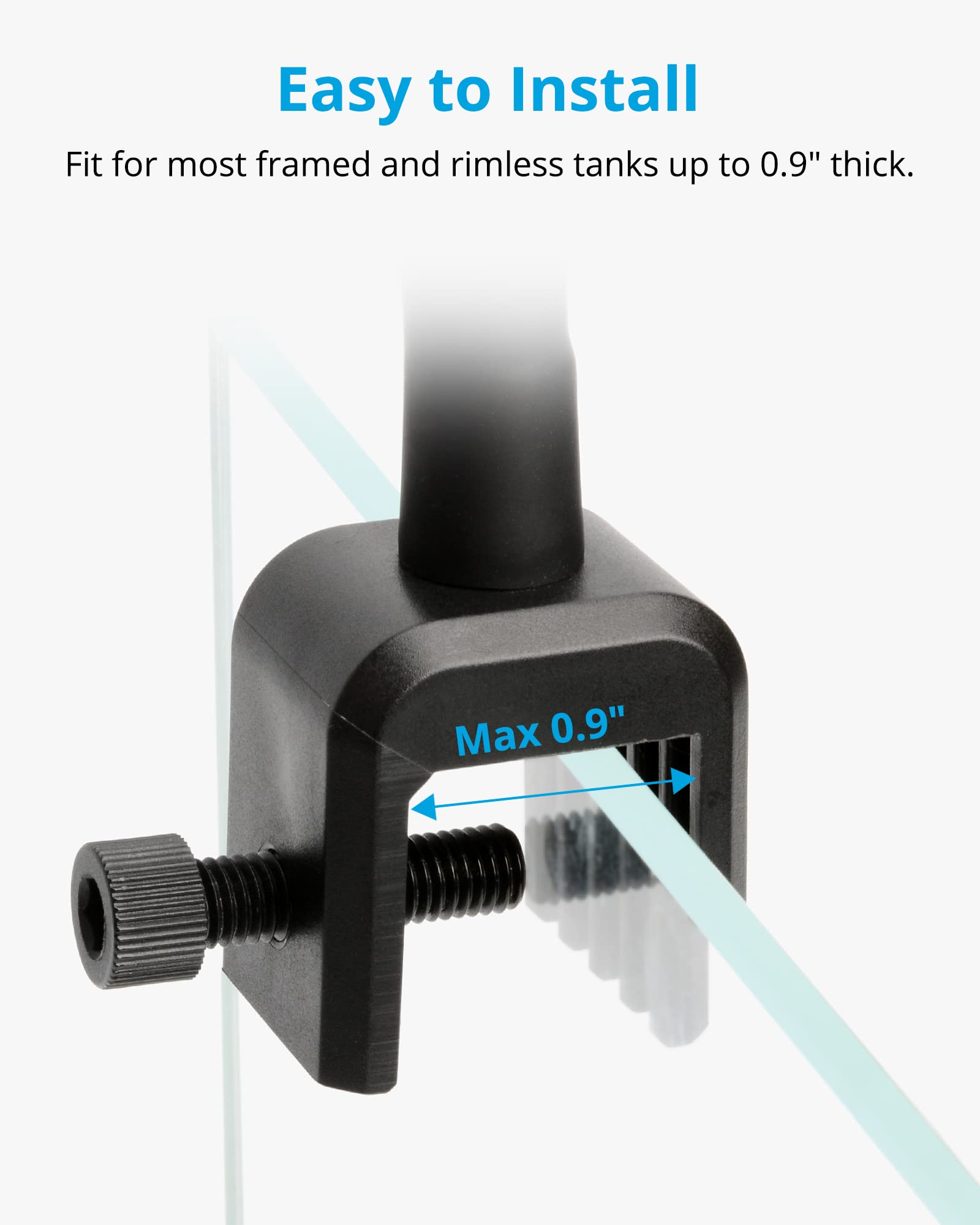 NICREW AquaLux Tank Mount, Adjustable Black Gooseneck Arm Bracket, 2 Pack (Only for NICREW AquaLux Plant LED)