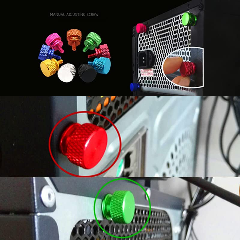 VizGiz 10 Pack Computer Screws Aluminum Alloy M3.5 Colorful 6#-32 * 6 Thumbscrews Hand Finger Thumb Screw for Computer Cover Case DIY PCI Panel Power Slots Hard Drive Chassis