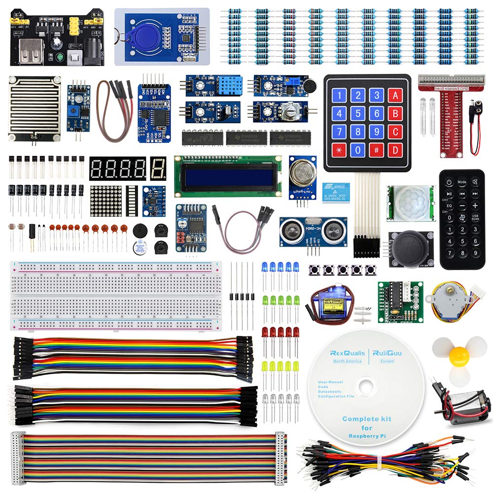 REXQualis Upgraded Complete Starter Kit for Raspberry Pi 4 B 3 B+ with Detailed Tutorials, Support Python C,Learn Electronics and Programming for Raspberry Pi Beginners