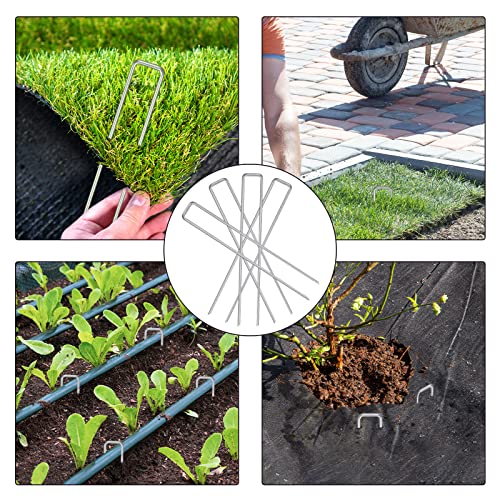 Whonline 60pcs 12 Inch Ground Stakes, 11 Gauge Landscape Staples Heavy Duty Garden Stakes for Securing Lawn Fabric, Tent, Weed Barrier, Irrigation Tubing