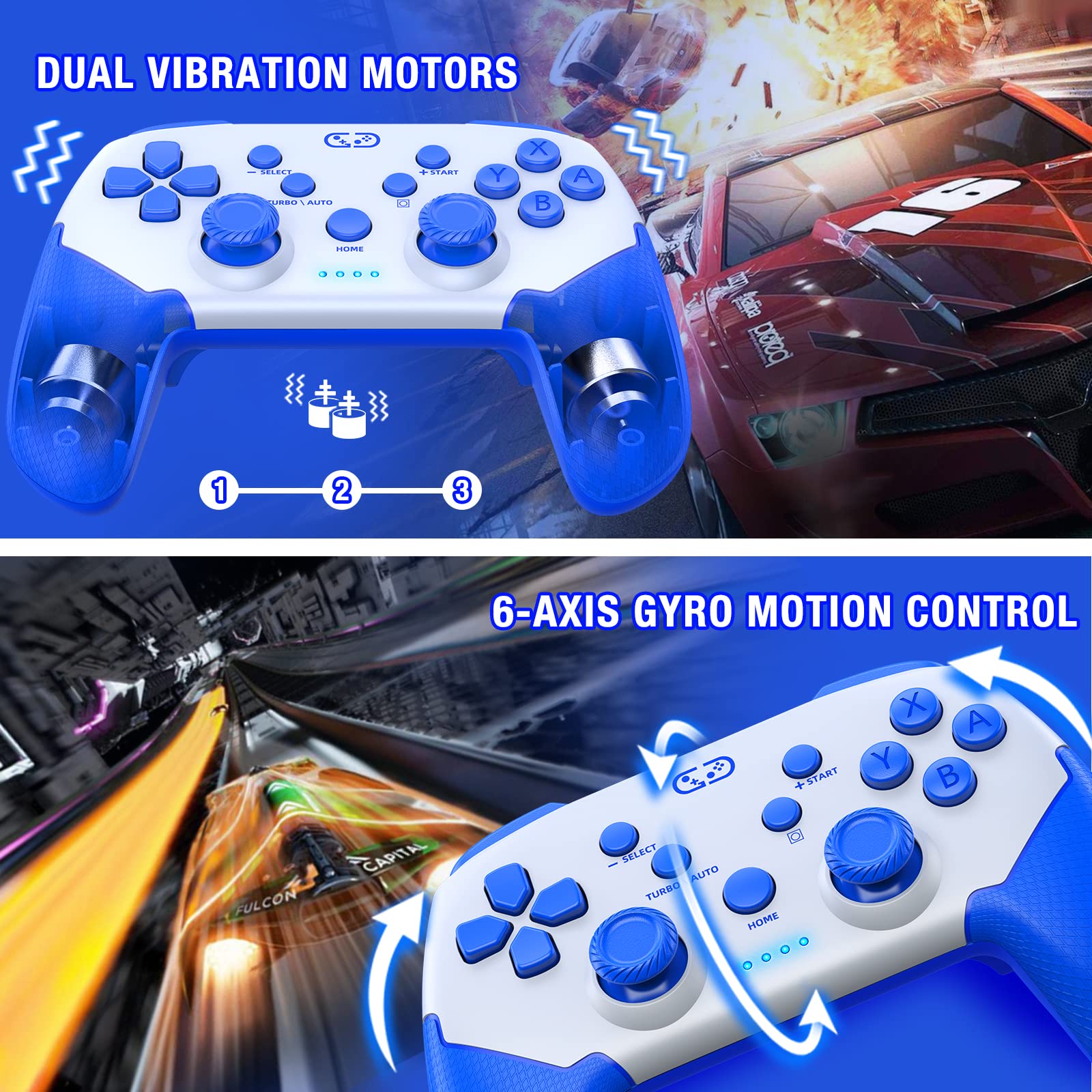 NinjaPlusOX Switch Controller, Wireless Switch Pro Controller Compatible with Nintendo Switch/Lite/OLED Controller Support PC/IOS/Android/with Programmable,Turbo, Wakeup, Vibration, APP