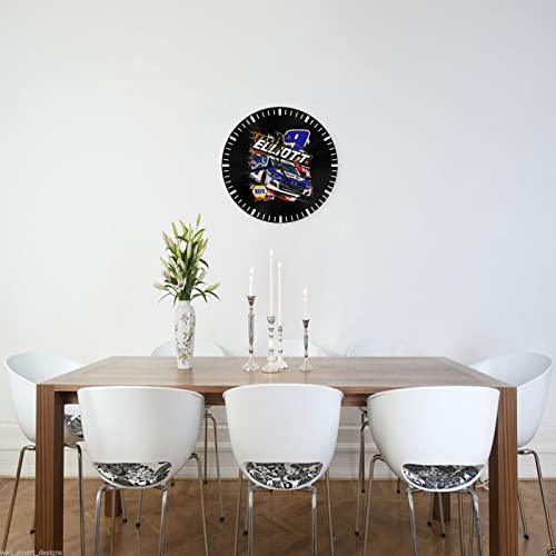 RATRIG Chase Elliott 9 10 in Round Wall Clock Silent Non Ticking Home Office Classroom School Decor Bedroom Bathroom Modern Simple Style