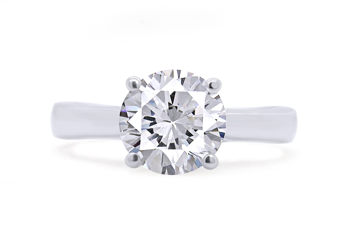 SAVEARTH DIAMONDS 1 1/2 Carat Round Cut Lab Created Moissanite Diamond Solitaire Engagement Ring In 10K Solid White Gold Jewelry For Women (G-H Color, 1.50 Cttw) Ring Size -6