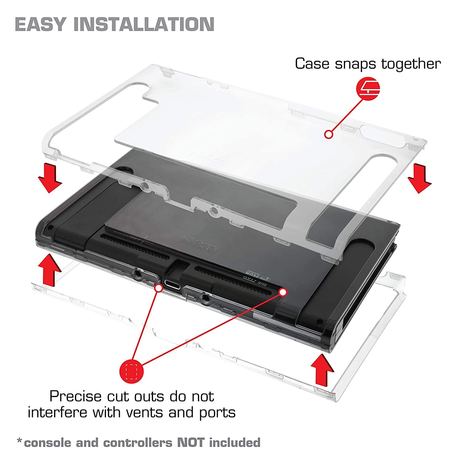 Nyko Dpad Case for Nintendo Switch - Dockable Protective Case with Removable Precise Dpad - Stores up to 3 Games, Drop Protection, Game Storage, and Ergonomic Design.