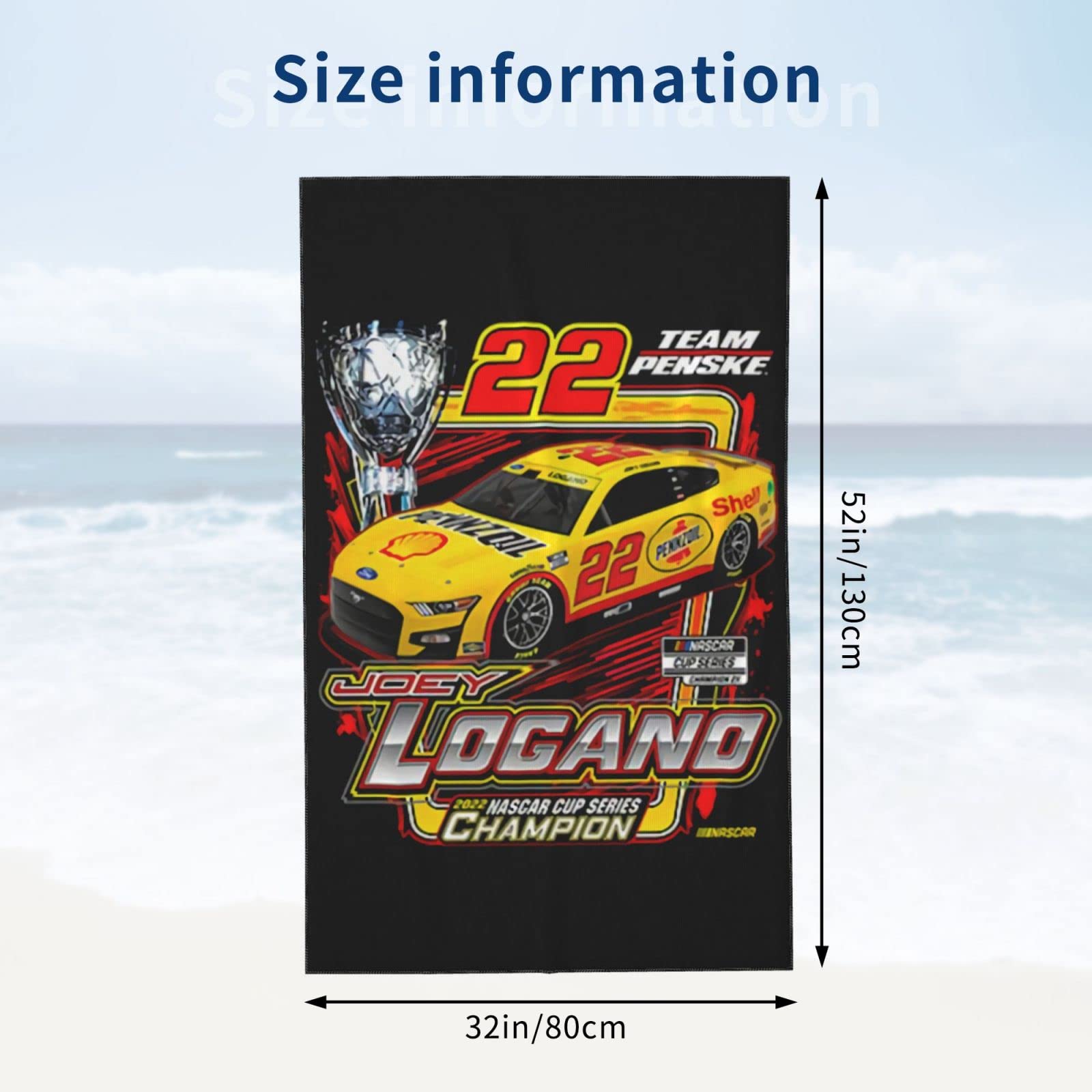 RATRIG Joey Logano 22 Beach Towel Soft and Quick Dry Swim Bath Microfiber Lightweight Absorbent Blanket Travel Carpet Rug 32x52 in