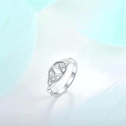 STARCHENIE Celtic Knot Ring for Women 925 Sterling Silver High Polished Eternity Ring Size 8