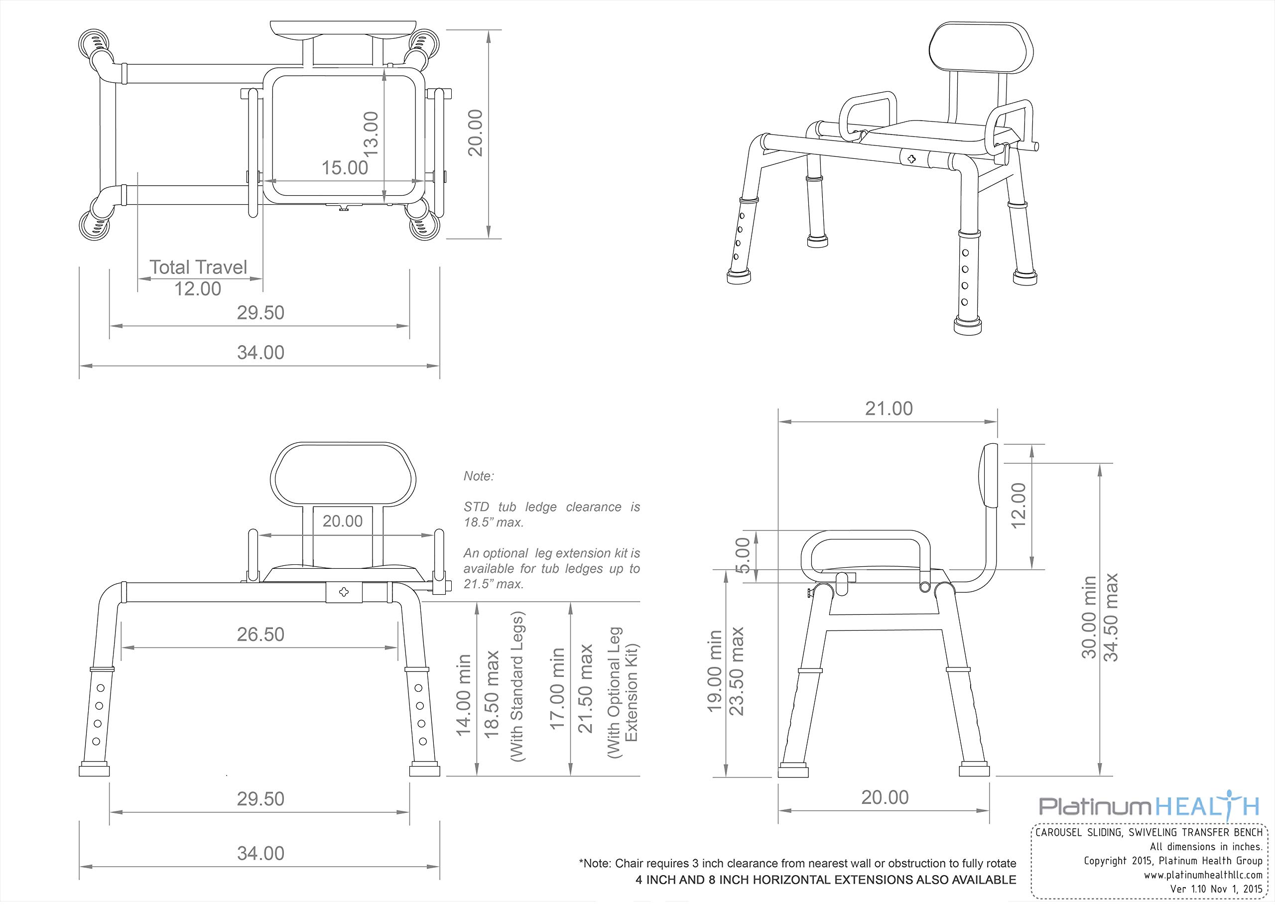 Platinum Health The Hip Solution(tm) Bath and Shower Transfer Bench