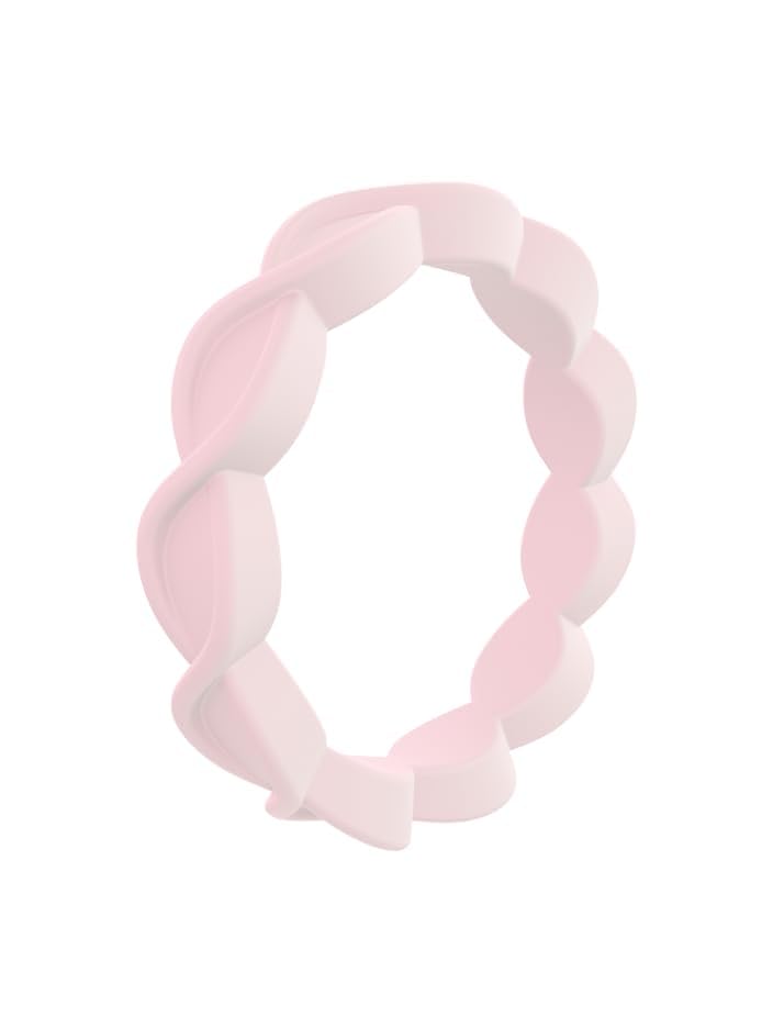 QALO Women's Rubber Silicone Ring, Eternity, Wedding Ring for Women, Breathable, Durable Engagement Silicone Band, 4mm Wide 2.4mm Thick, Pastel Pink, Size 6