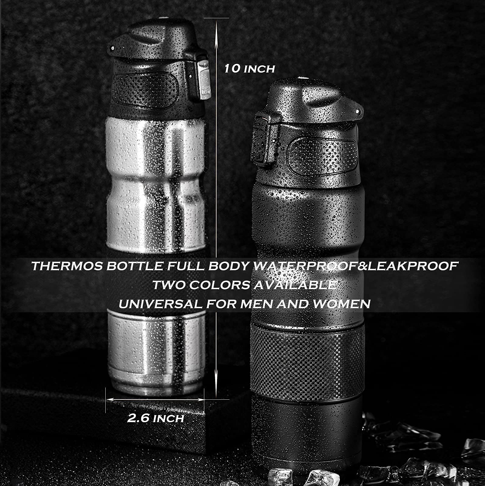 Quatii 17oz Thermos Stainless Steel Insulated Water Bottle with Leak Proof Lids Travel Coffee Mug Keeps Hot and Cold