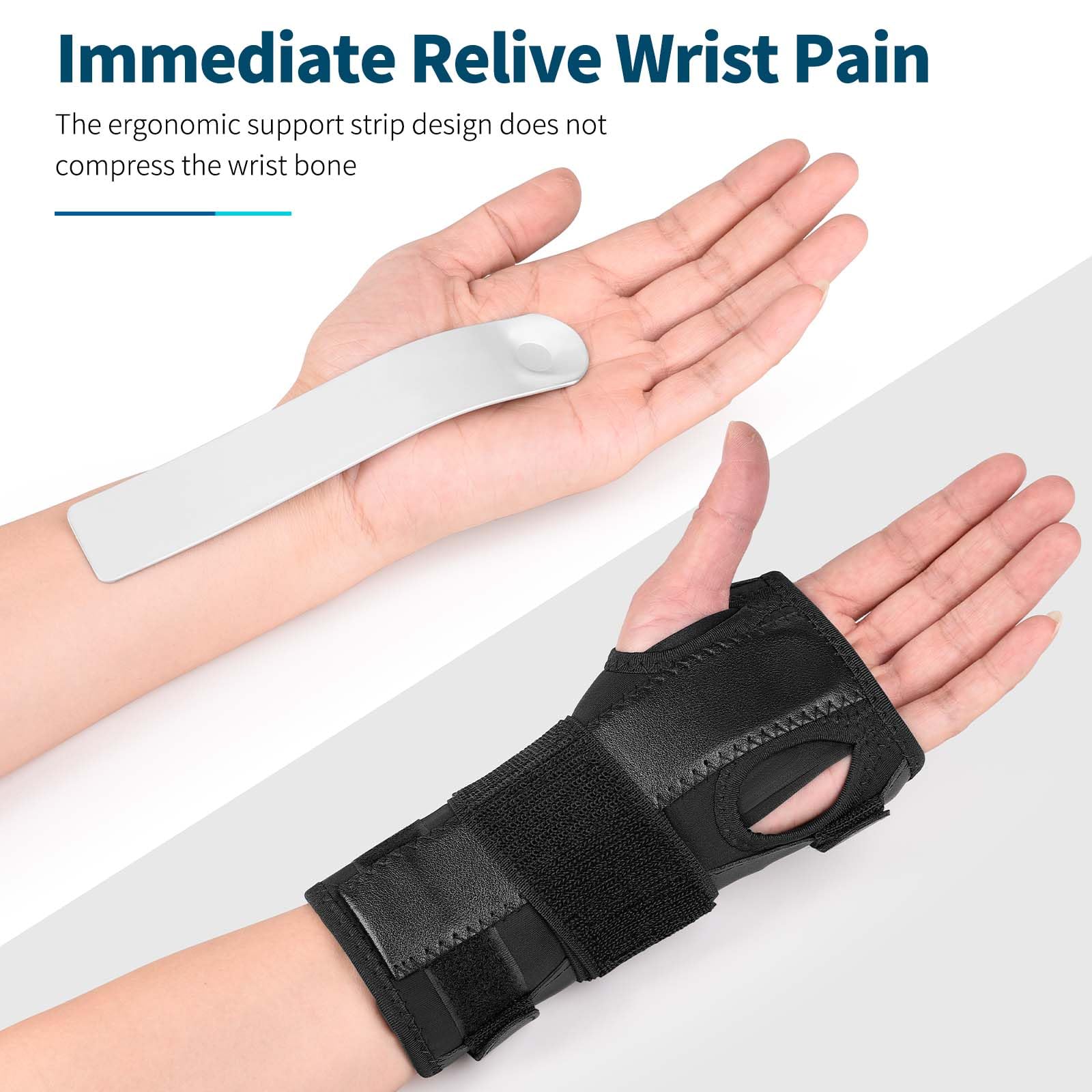 PKSTONE Wrist Splint for Carpal-Tunnel Syndrome, Adjustable Compression Wrist Brace for Right and Left Hand, Pain Relief for Arthritis, Tendonitis, Sprains