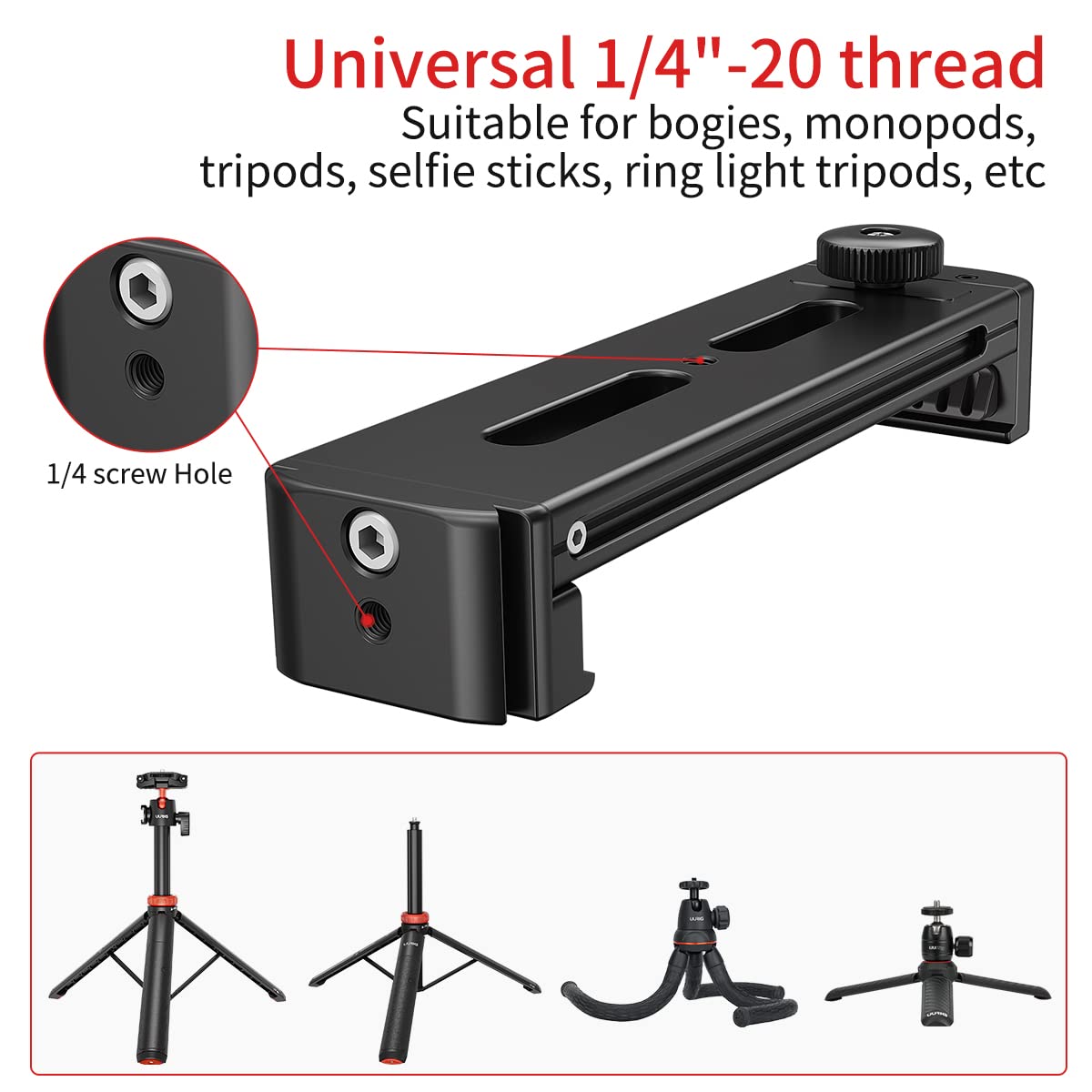 VRIG Select iPad Tripod Mount, iPad Holder with Cold Shoe Acra Swiss, Aluminum Metal Tablet Tripod Adapter, for iPad Pro 12.9, iPad Air Mini 3 4, Galaxy Tab, Surface Pro 8(4.9-9.8’’)