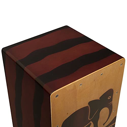 Sawtooth Harmony Series Hand Stained Elephant Design Travel Size Cajon with Drum Sack Carry Bag (ST-HSC-T