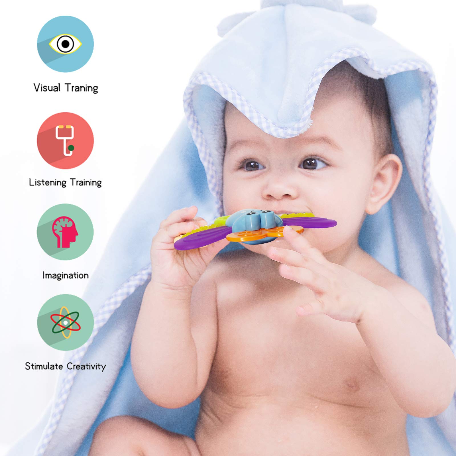 Rattle Teether Set Baby Toys - Happytime 13Pcs Shake Rattle Teethers Early Education Toys for Newborn Infant with Surprise Egg for 3 6 9 12 18Month