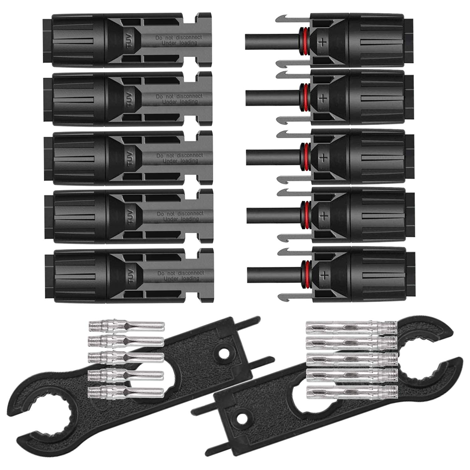 OUOU Solar Connectors 5 Pair Solar Male/Female Solar Cable Connectors with 2 Pack Spanners Tools
