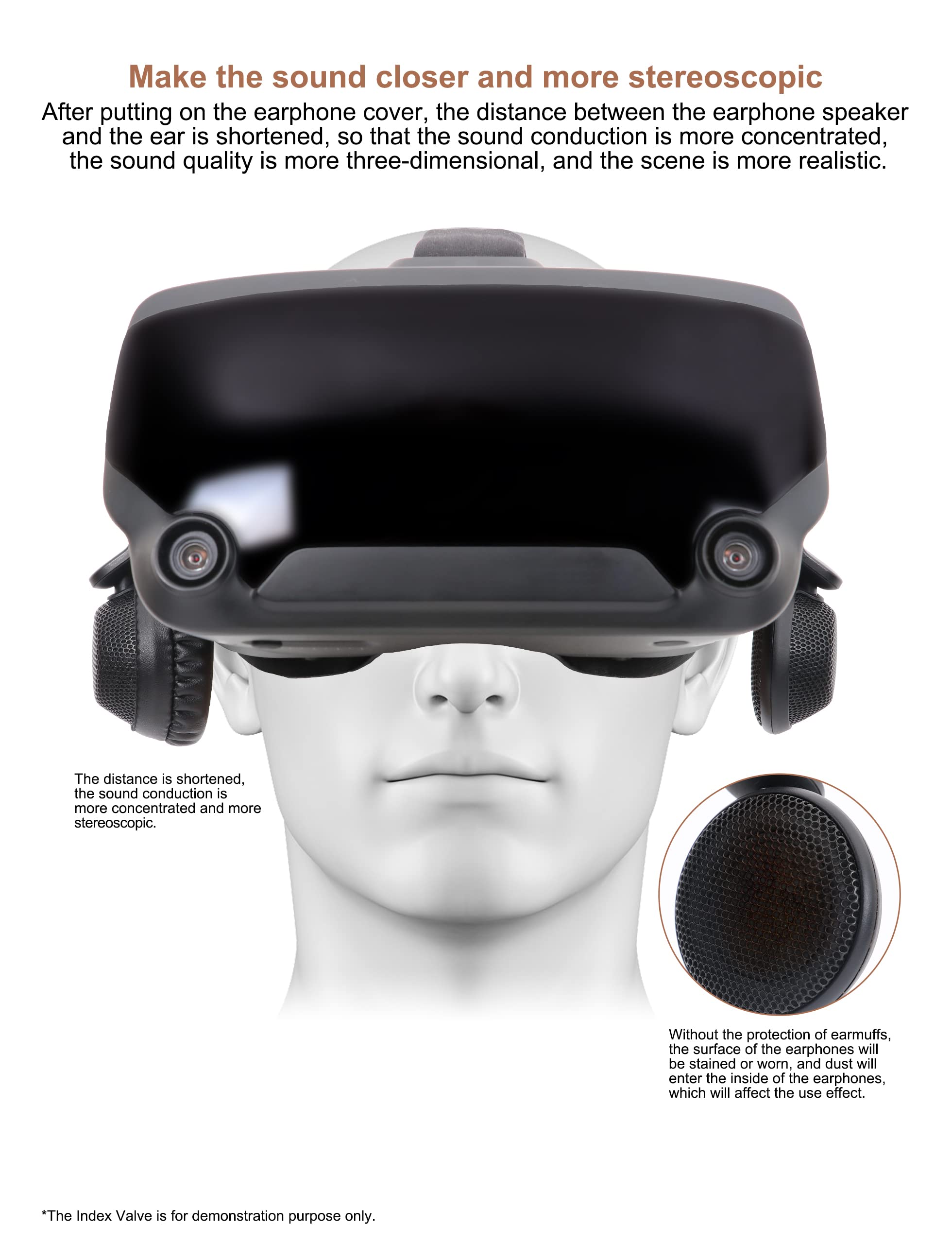 WYWY.Wide PU Leather Earmuffs Compatible with Valve Index VR Headset Speaker Earmuffs Protective Cover VR Earphone Cover