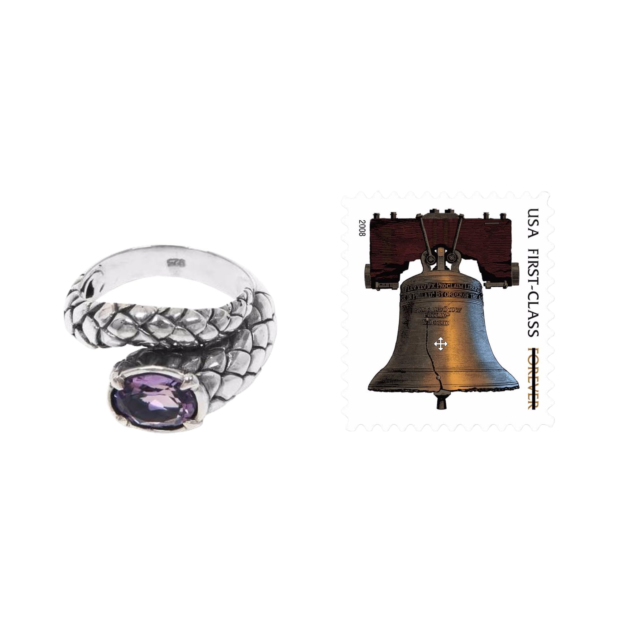 NOVICA Artisan Handmade Amethyst Ring Sterling Silver Cocktail with Snake Motif Purple Single Stone Indonesia Animal Themed Birthstone Halloween [ring Front 0.6 in L x 0.8 in W x 0.2 in D Band Width ]