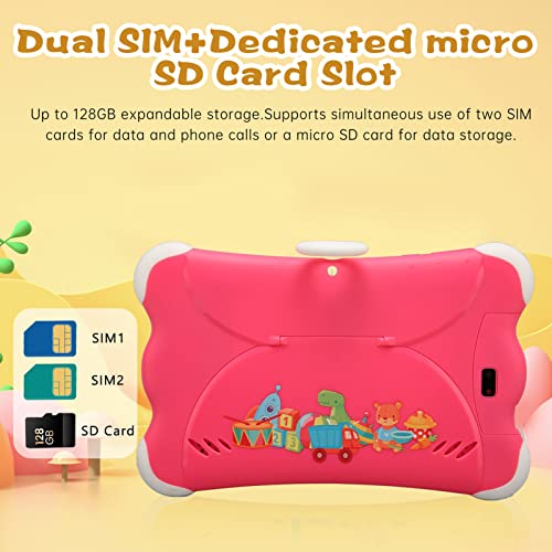 VINGVO Toddler Tablet, MTK6582 6000mAh Rechargeable Battery Dual SIM Dual Standby 7 Inch 1280x800 Kids Tablet for Gaming (US Plug)