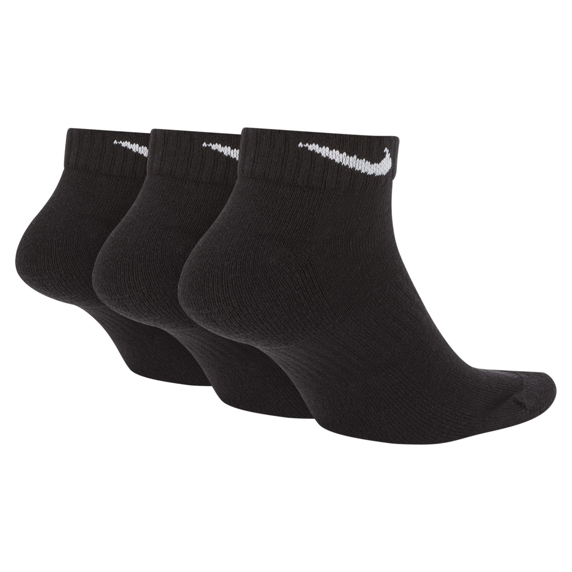 Nike Everyday Cushion Low Training Socks (3 Pair), Men's & Women's Athletic Low Cut Socks with Sweat-Wicking Technology, Black/White, Medium