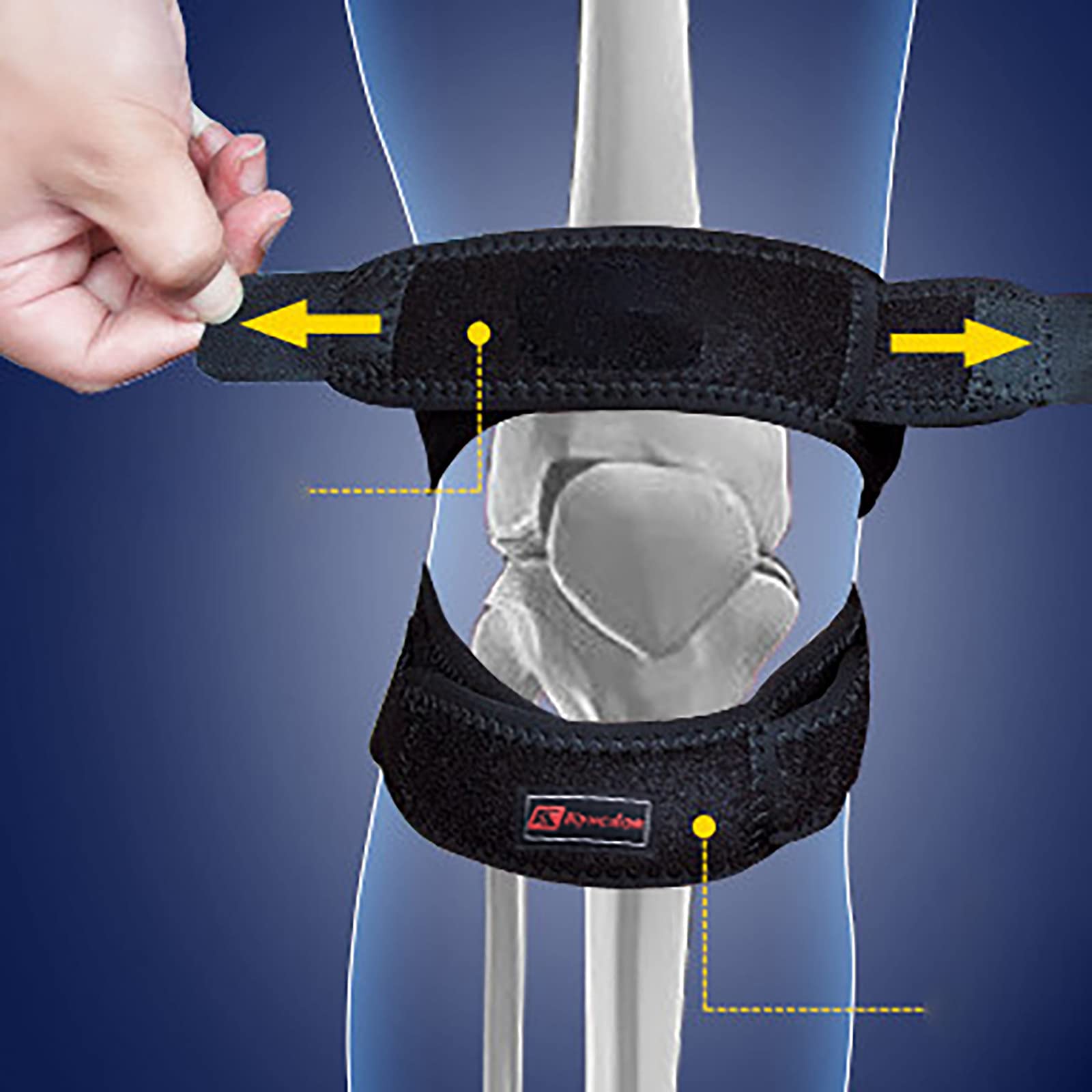 Patellar Tendon Support Strap , Knee Pain Relief Adjustable Neoprene Knee Strap for Running, Jumper, Tennis Injury Recovery