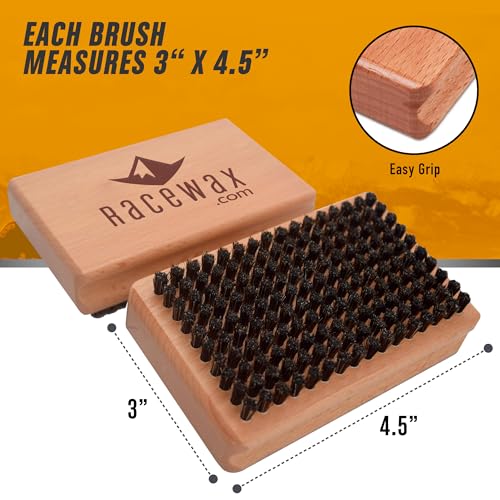 RaceWax Pro Ski Wax Hand Brush Kit: Nylon, Horsehair, Brass - (ZL-6336)