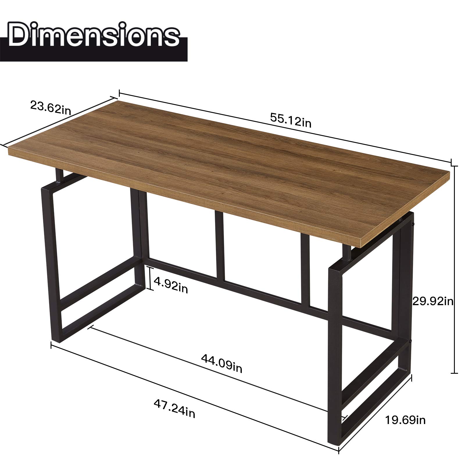 OIAHOMY Home Office Desk,Industrial Computer Desk 55β Large Rustic Office Desk Workstation Study Writing Desk Vintage Laptop Table for Home & Office-Oak