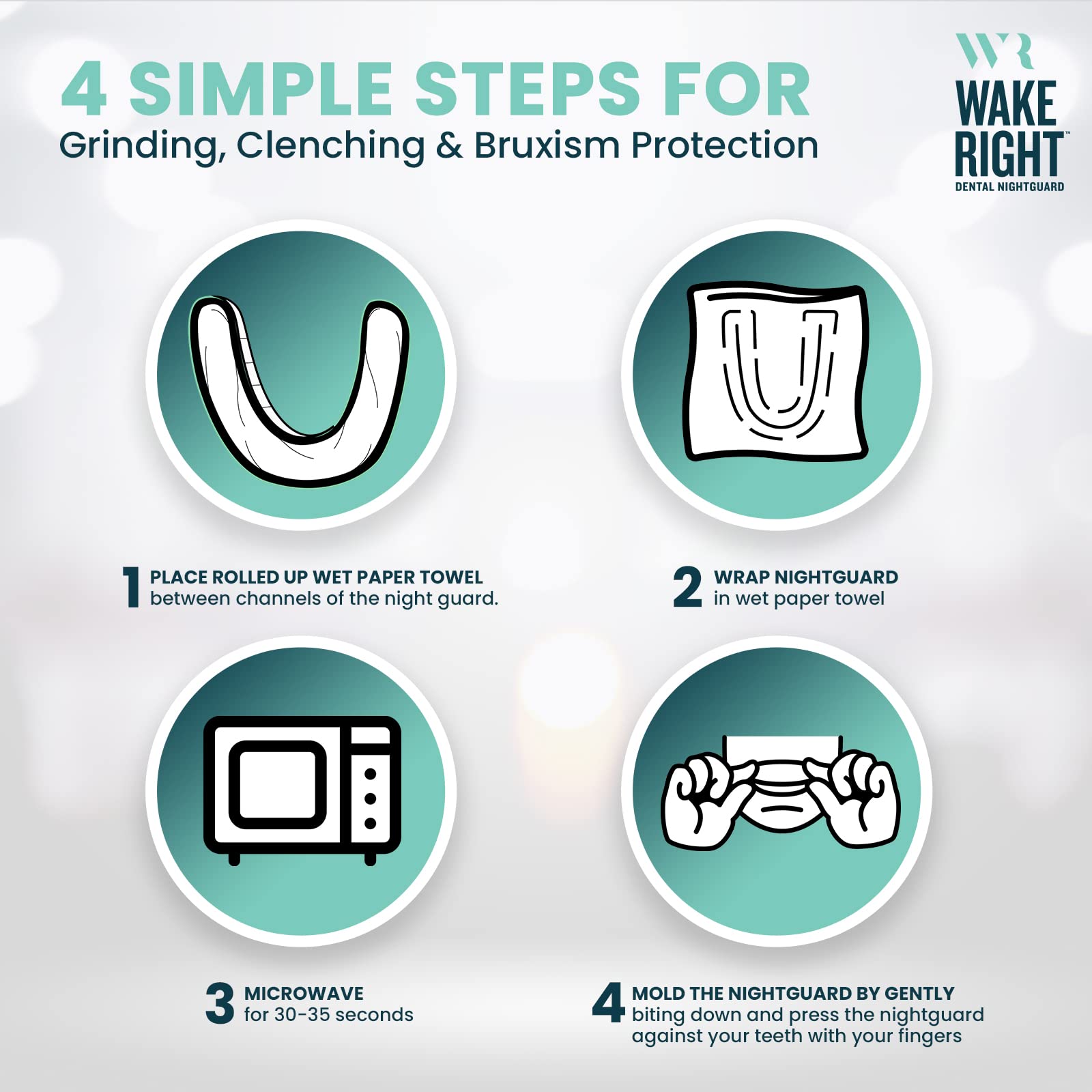 Wake Right Premium Dental Nightguard, Grind Reducing Mouth Guard for Teeth Grinding Clenching, 2 Pack